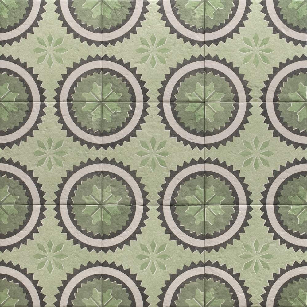The Tile Life Verity Poppy Verde Porcelain Floor and Wall Tile, 8" x 8 ...