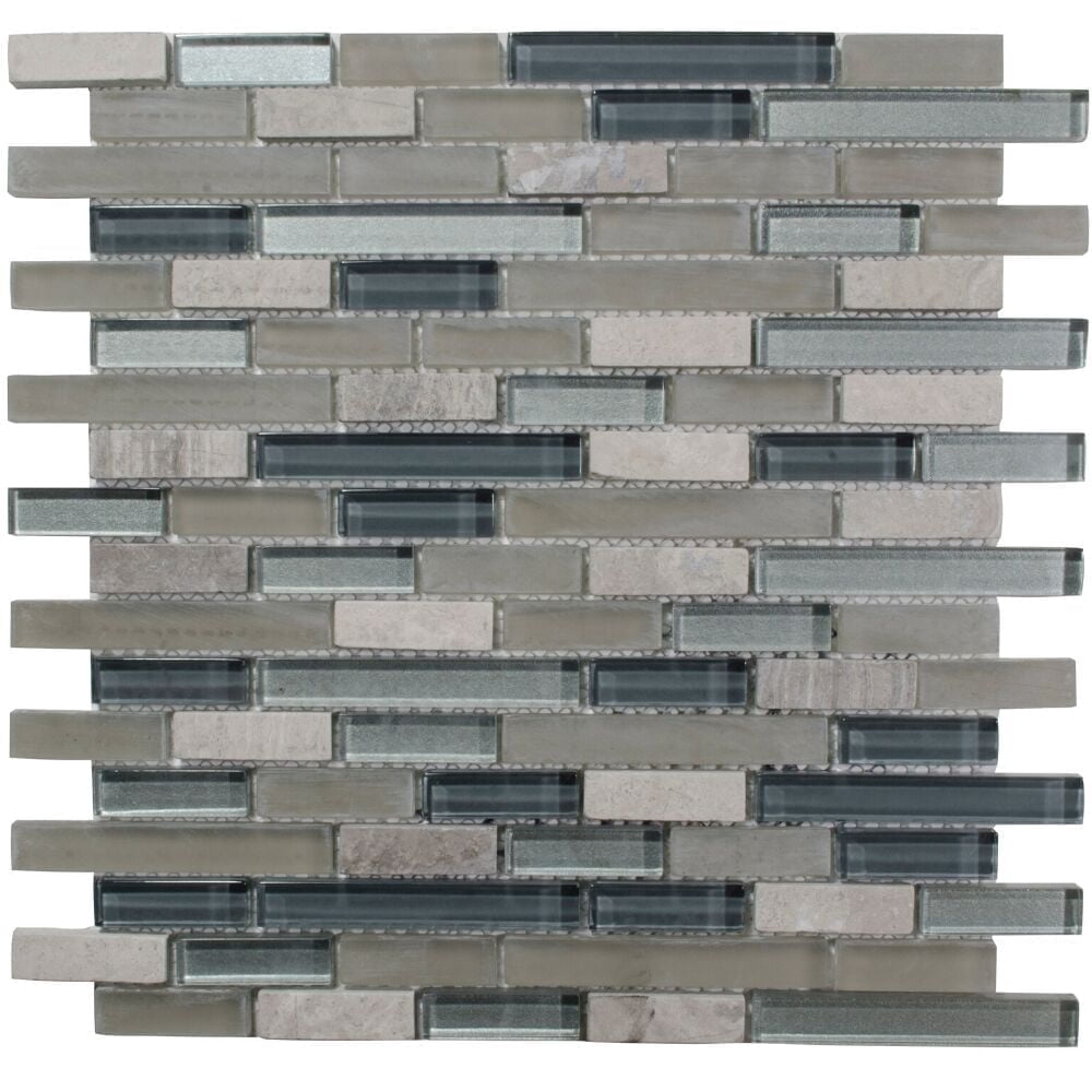 The Tile Life Victory 15" x 12" Grey Glass Wall Tile, 1 Sheet (1 Sq. ft ...
