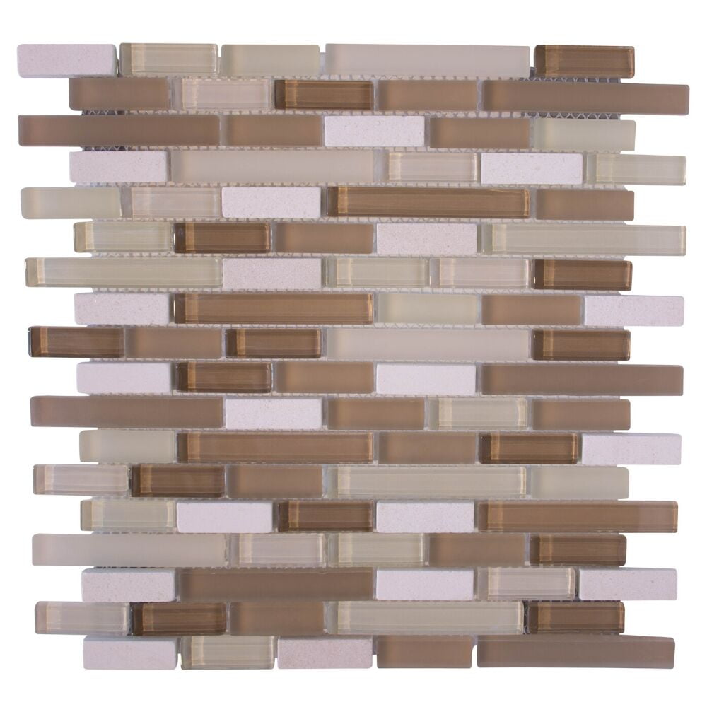 The Tile Life Victory 15x12 Rectangle Brick Glass Tile Backsplash, Sand ...
