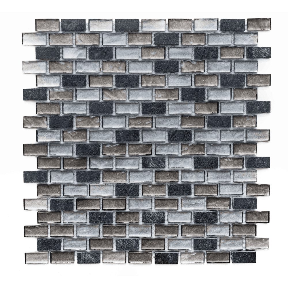 The Tile Life Victory Anthracite 0.75" x 1.13" Brick Glass Mosaic Wall ...