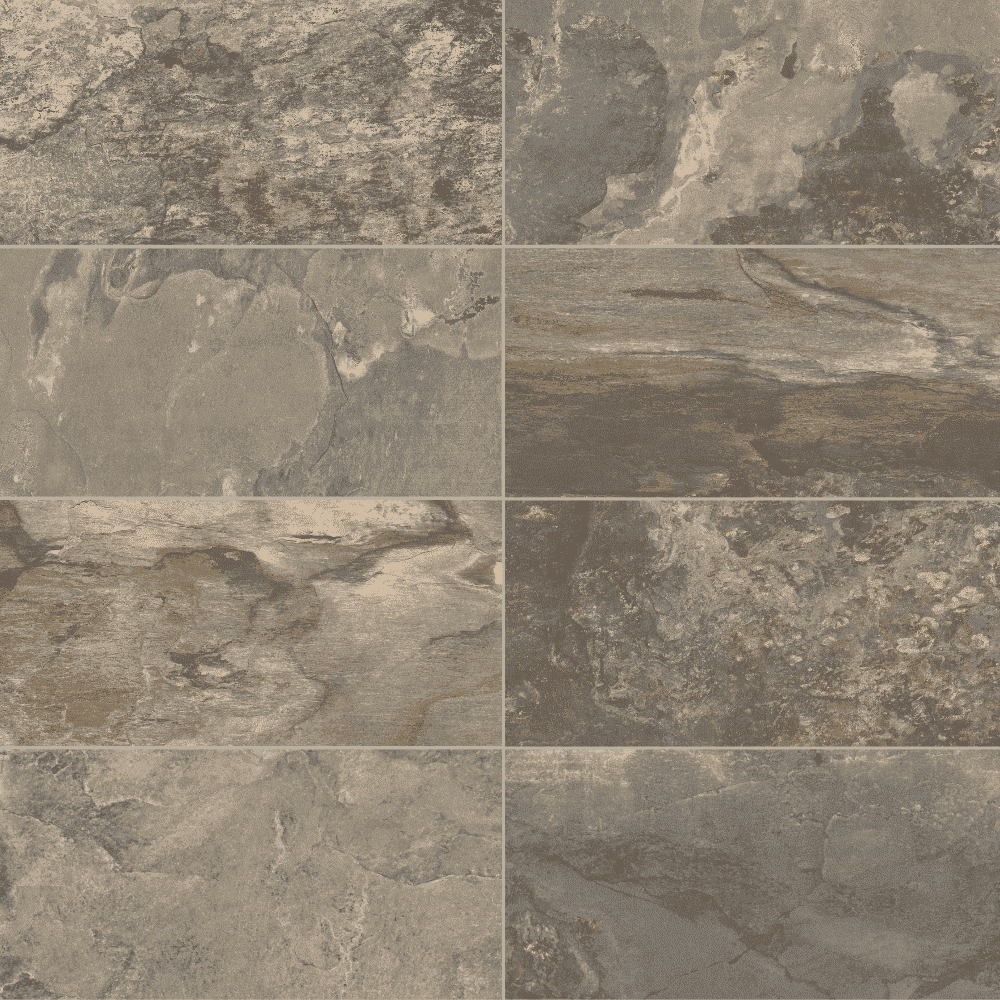 The Tile Life Wells Stone Slate 12" x 24" Multi Brown Matte Porcelain ...