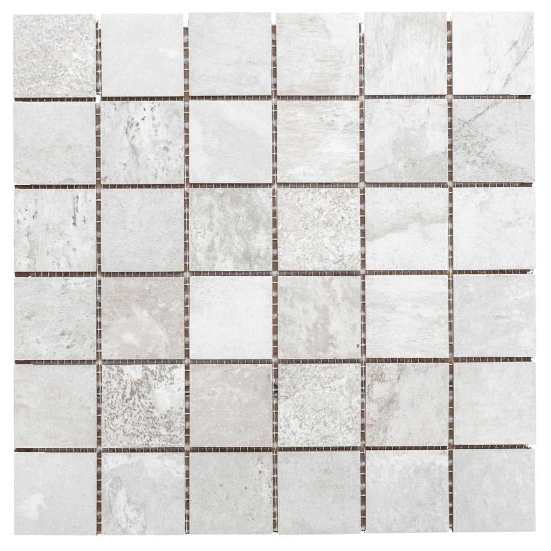 The Tile Life Wells Stone 2" x 2" White Porcelain Floor and Wall Tile ...