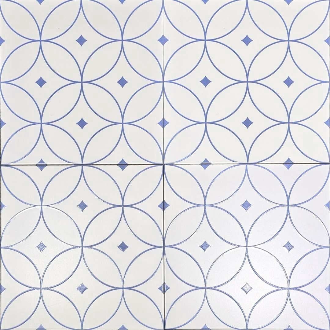 The Tile Life Winifred 10" x 10" Azul Glossy Porcelain Floor and Wall ...