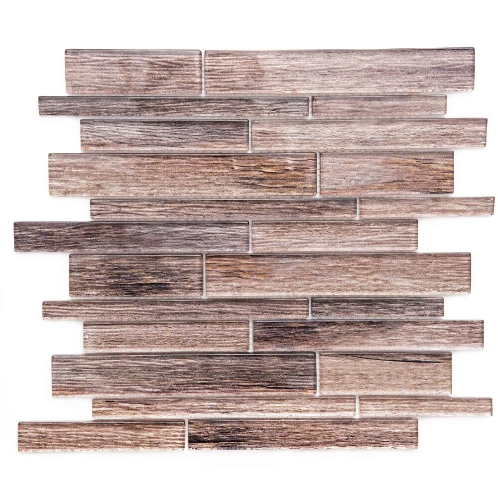 The Tile Life Woodland 1x3 Rectangle Mixed Brick Glass Tile Backsplash ...