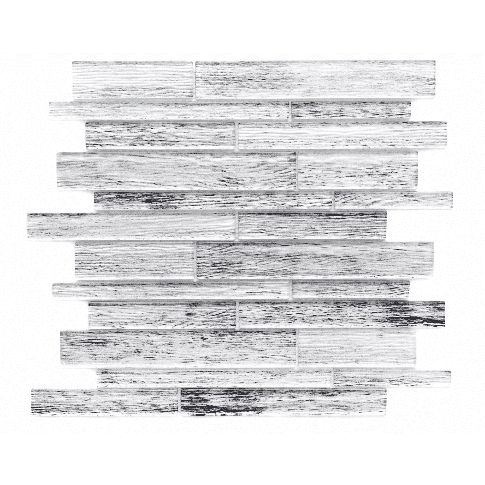 The Tile Life Woodland Silver 1x3 Mixed Glass Brick Mosaic Wall Tile ...