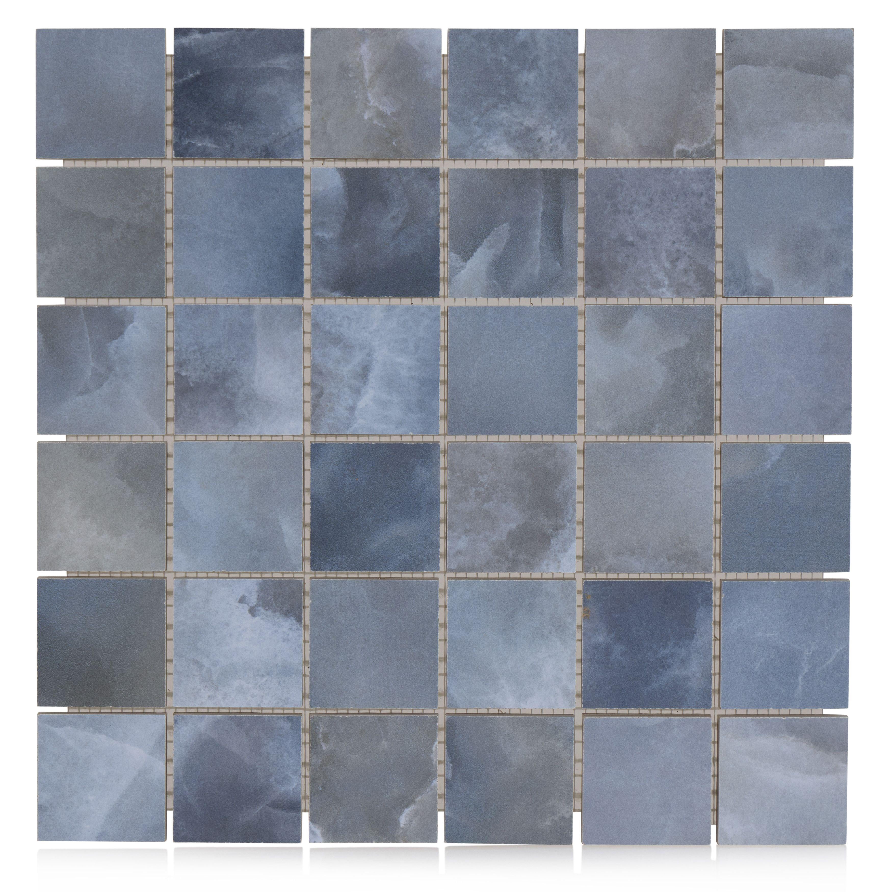 The Tile Project 12x12 Oxyx Noir Blue Mosaic Porcelain Tile (12"x12 ...