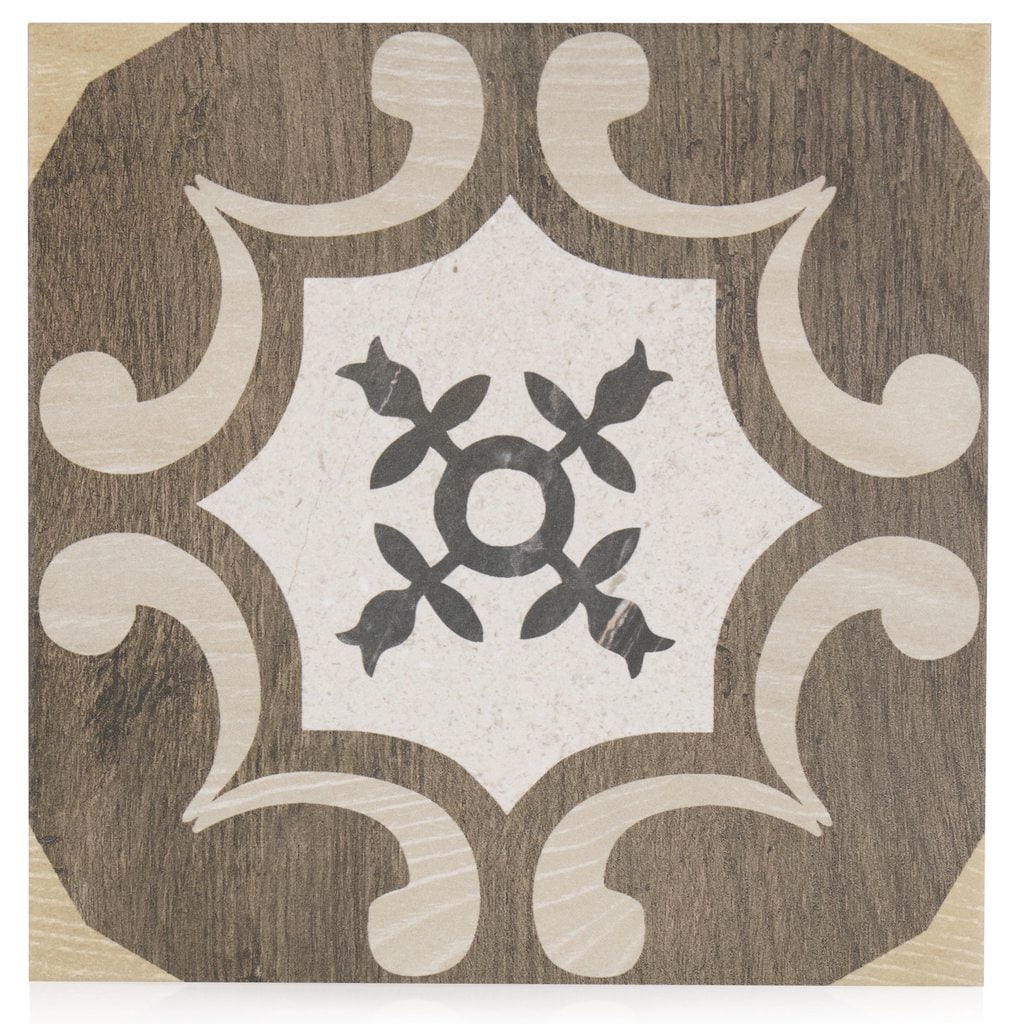 The Tile Project 8x8 Art Wood W/ Stone Design 8 Porcelain Tile (1 ...