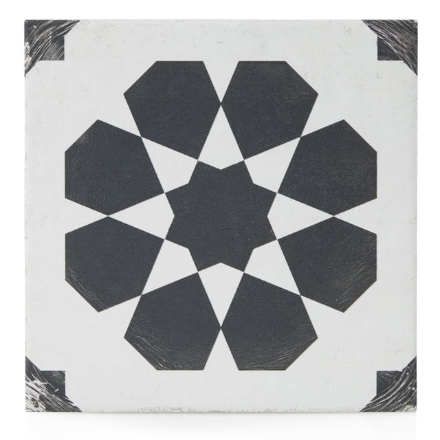 Industry Tile 8x8 Black and White Distressed Cyclone Porcelain Tile (1 ...