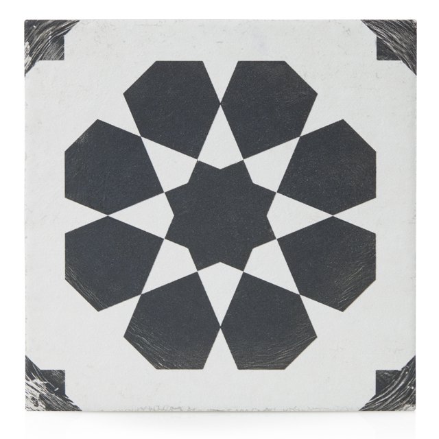 The Tile Project 8x8 Black and White Distressed Cyclone Porcelain Tile ...