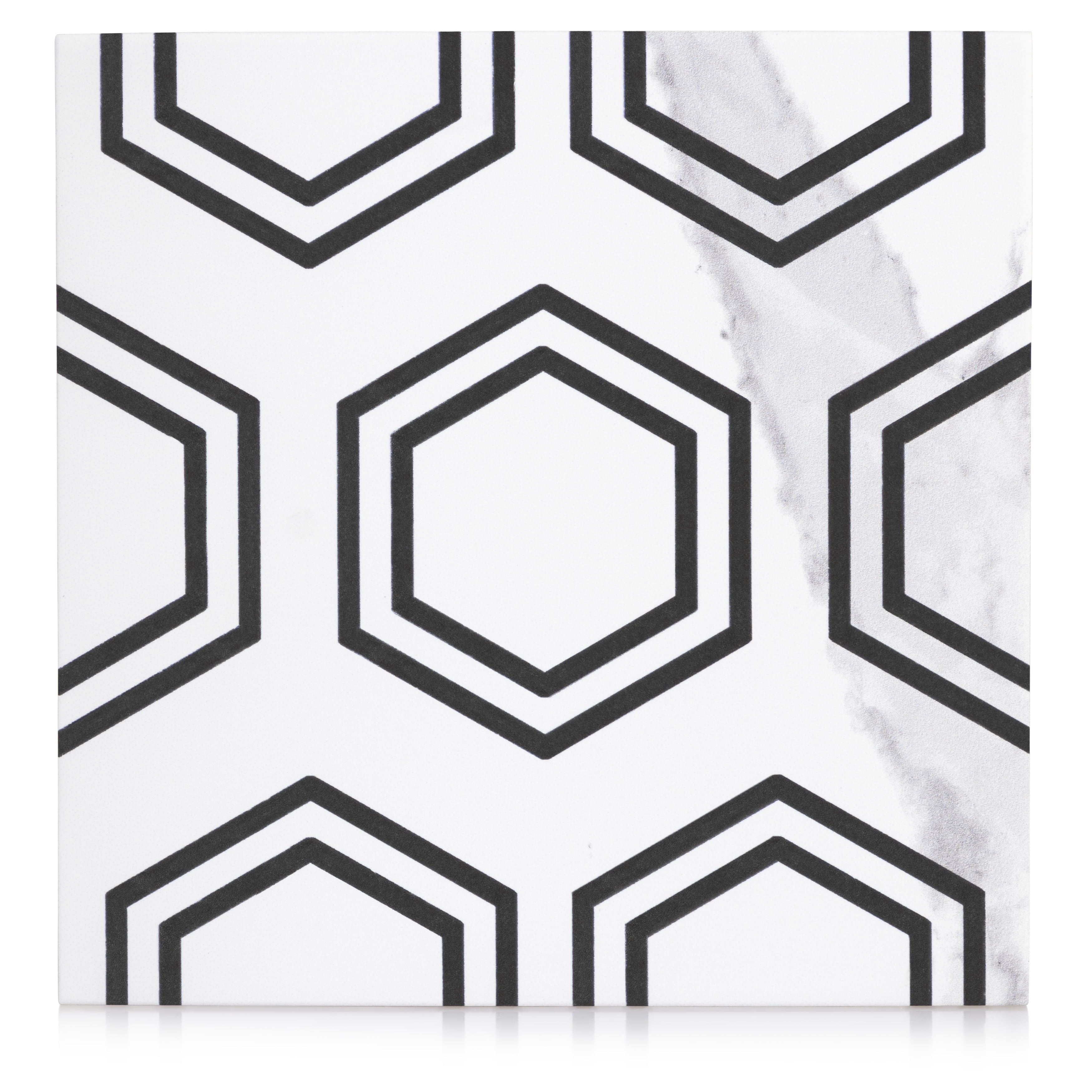 The Tile Project 9"x9" Elegance Statuario Hexa Pattern Porcelain Floor ...