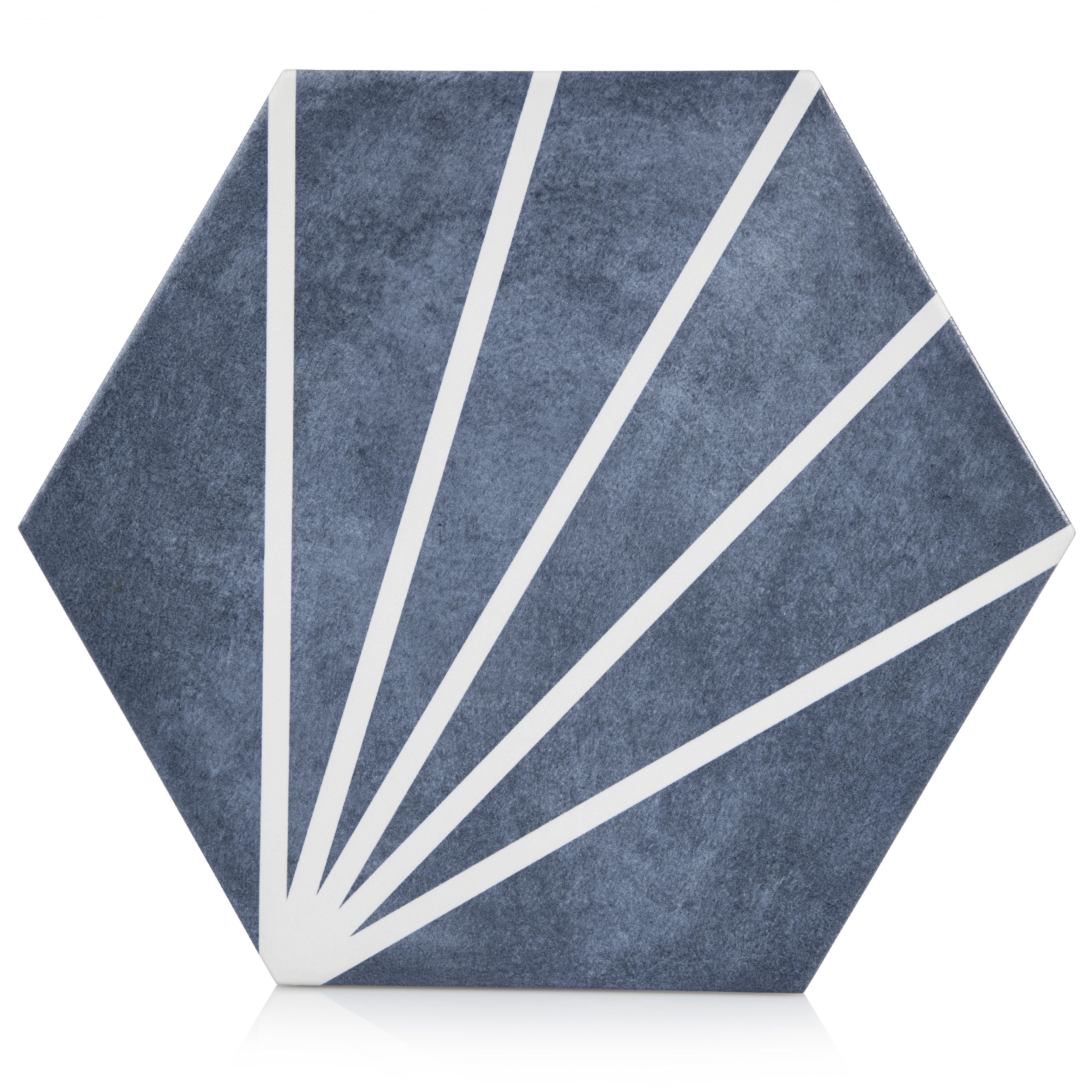 The Tile Project 9x10 Palm Bays Hexagon Dark Blue Porcelain Tile (8.08 ...