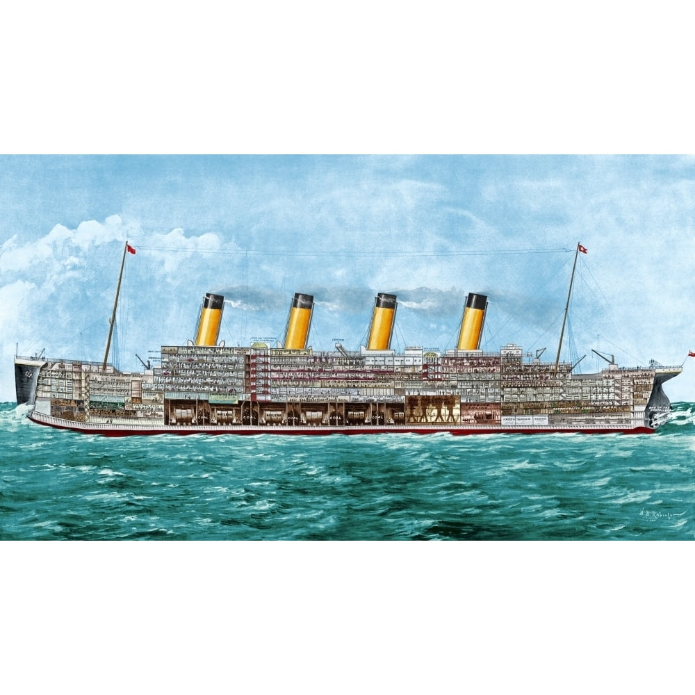 The Titanic 1912. Ncross Section Of The Titanic The White Star Liner That Sank 14-15 April 1912 ...