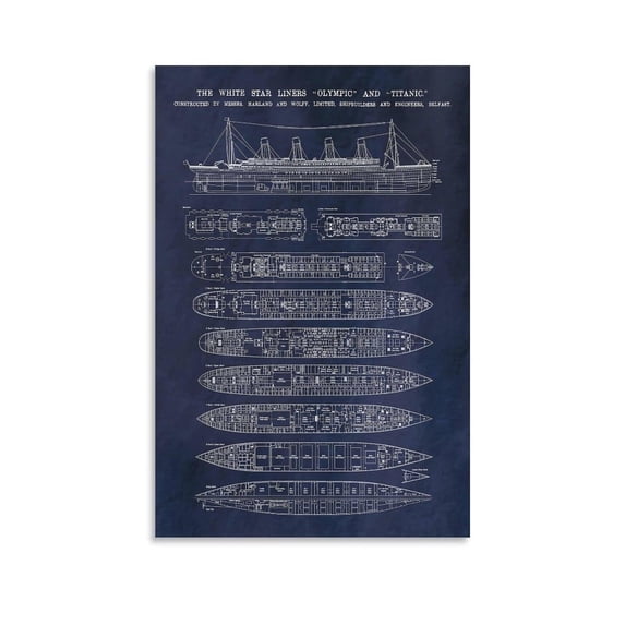 The Titanic Poster The Titanic Blueprint Poster Cool Poster Poster ...