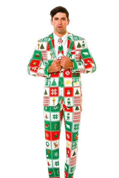 The Touch Me Twice - Shinesty Patchwork Ugly Christmas Sweater Pants ...