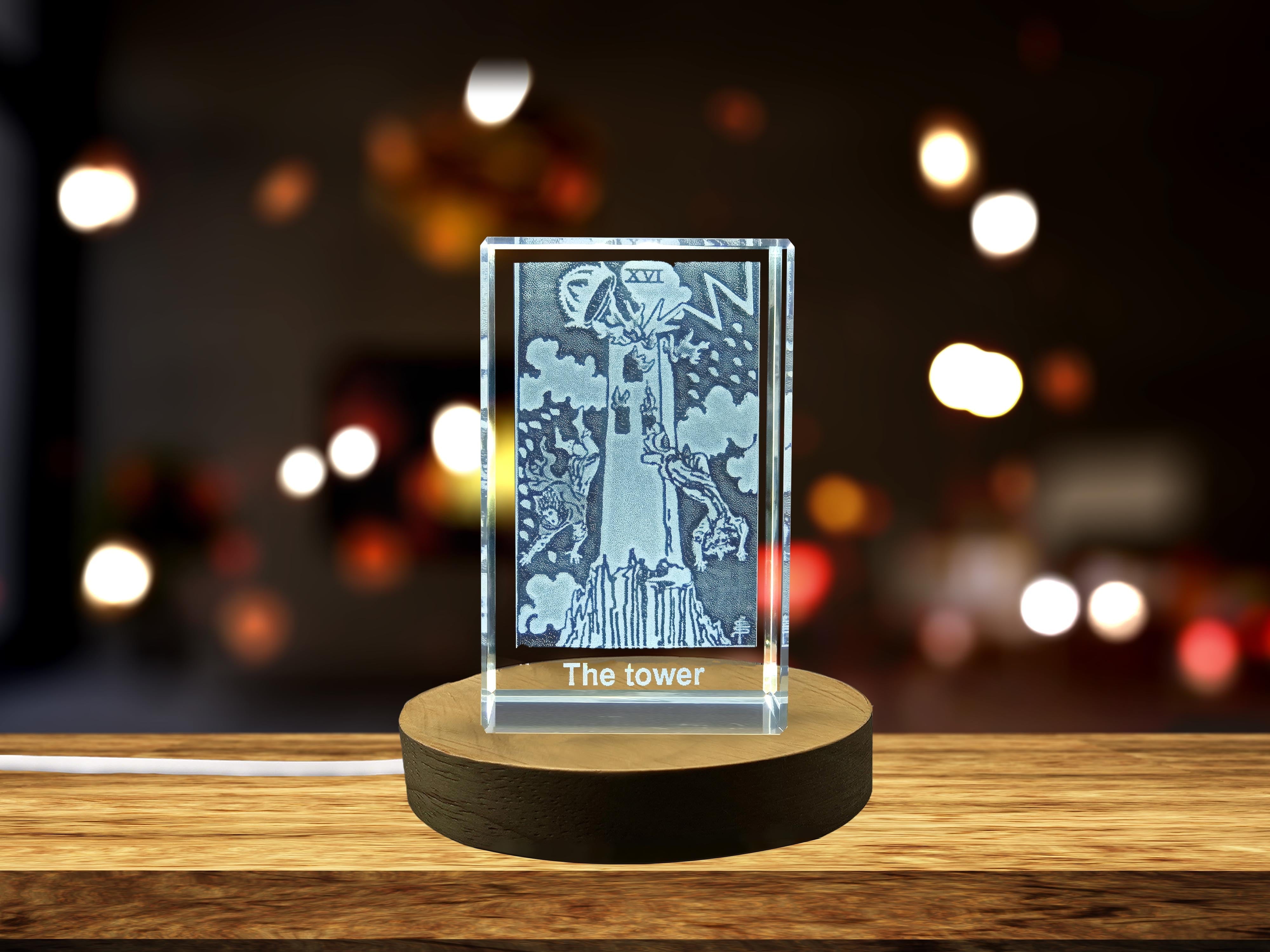The Tower 3D Engraved Crystal - A Powerful Tarot Crystal Art Gift For ...