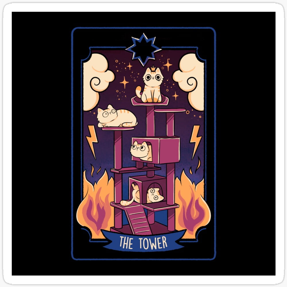 The Tower Cat Tarot Sticker Phone Decal Water Bottle Stickers Car ...