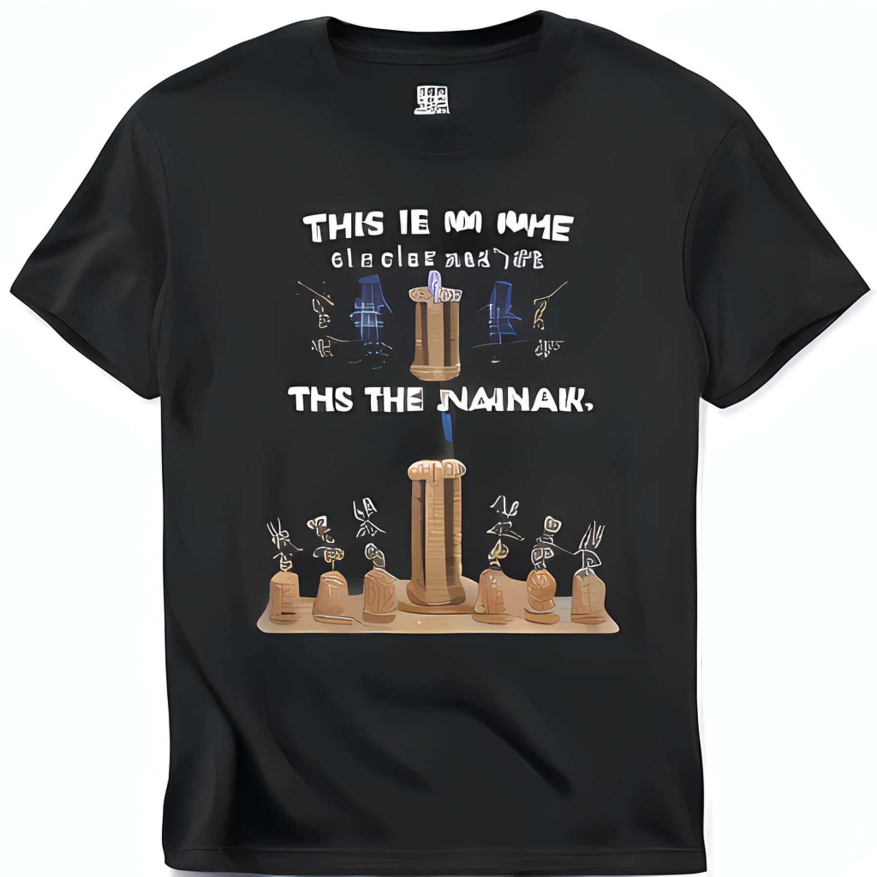 The Tower Chess Piece Cartoon Design T-Shirt Electric Marble Blue ...