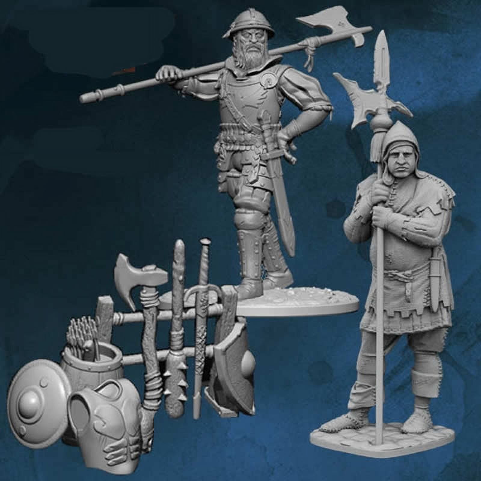The Town Guards 2 Figures Plus Weapons Rack Figure Kit 28mm Heroic ...