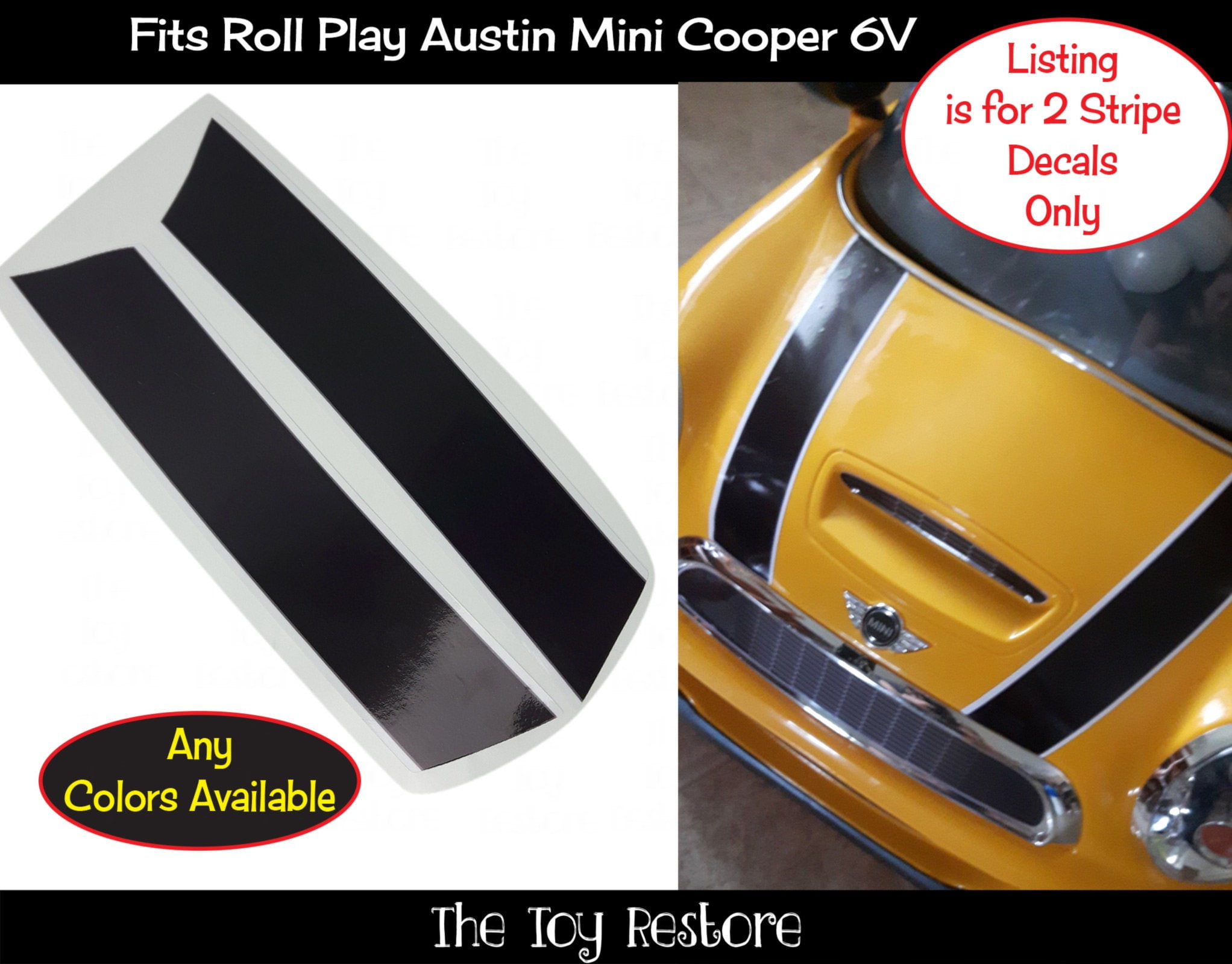The Toy Restore Replacement Stickers Fits Austin Mini Cooper Rollplay ...
