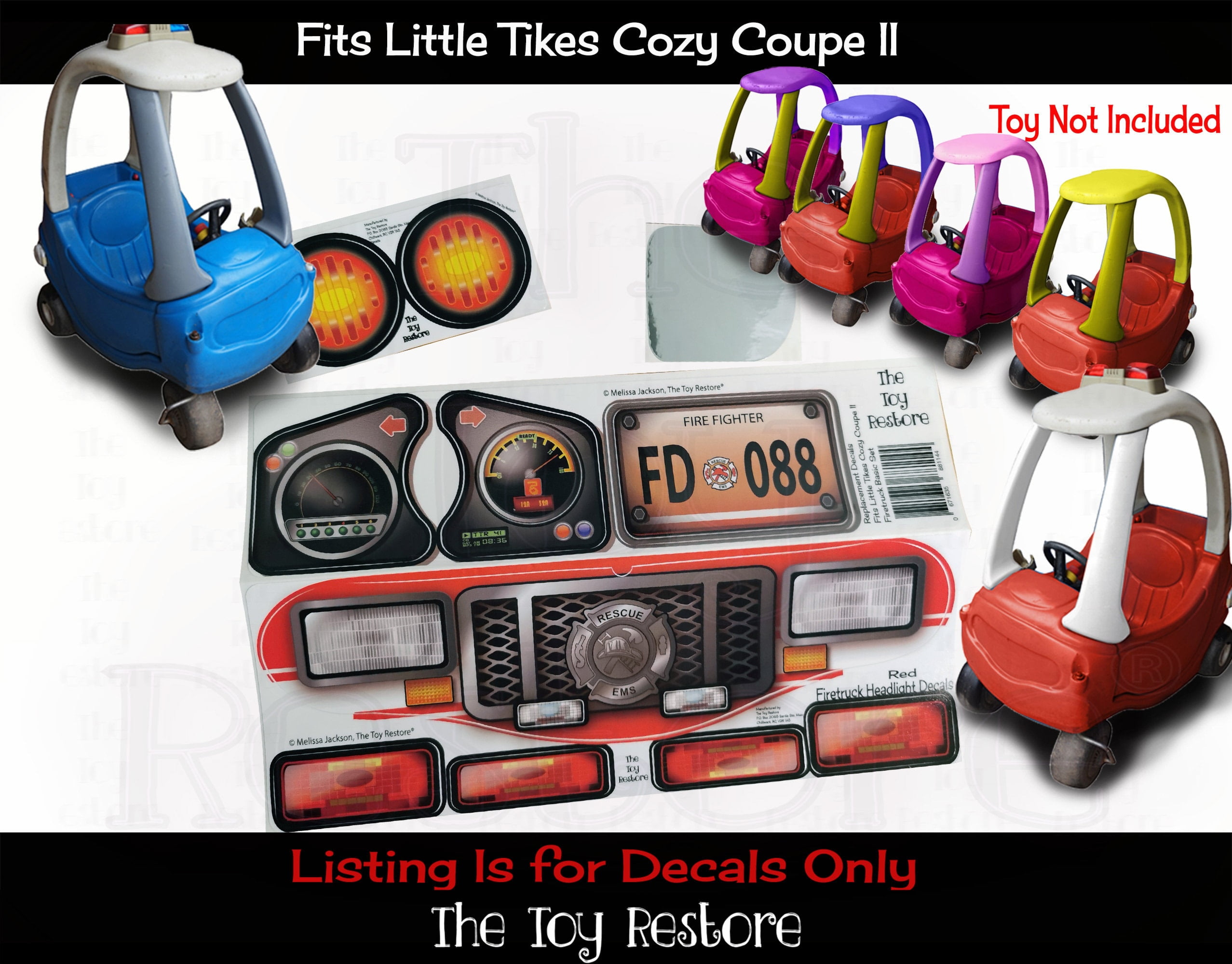 The Toy Restore Replacement Stickers Fits Little Tikes Cozy Coupe II ...