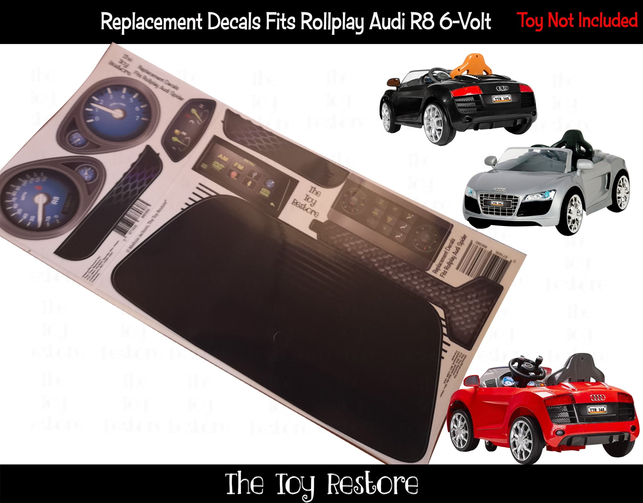 The Toy Restore Replacement Stickers Fits Rollplay Audi R8 Spyder 6 ...