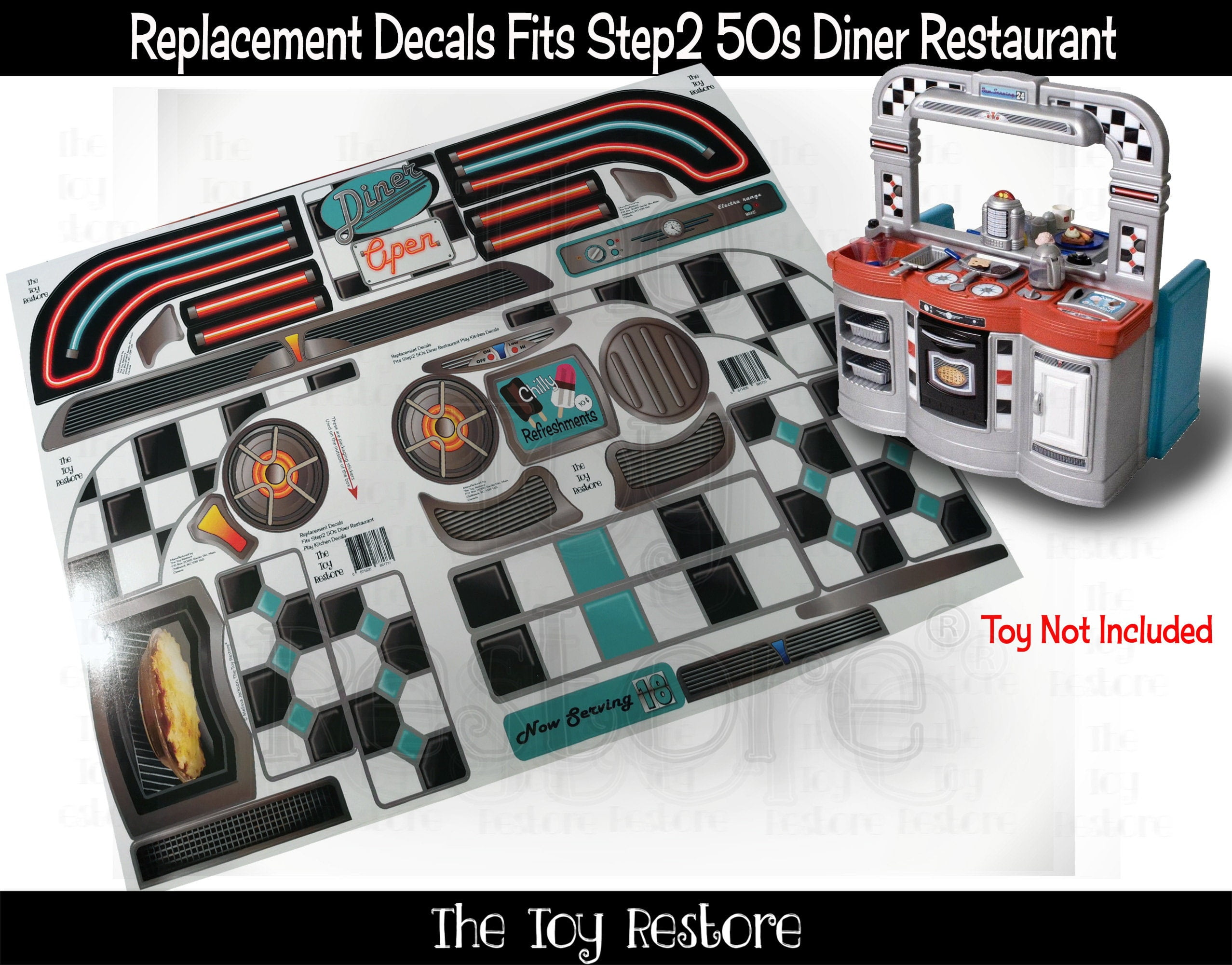 The Toy Restore Replacement Stickers Fits Step2 50s Diner Restaurant ...
