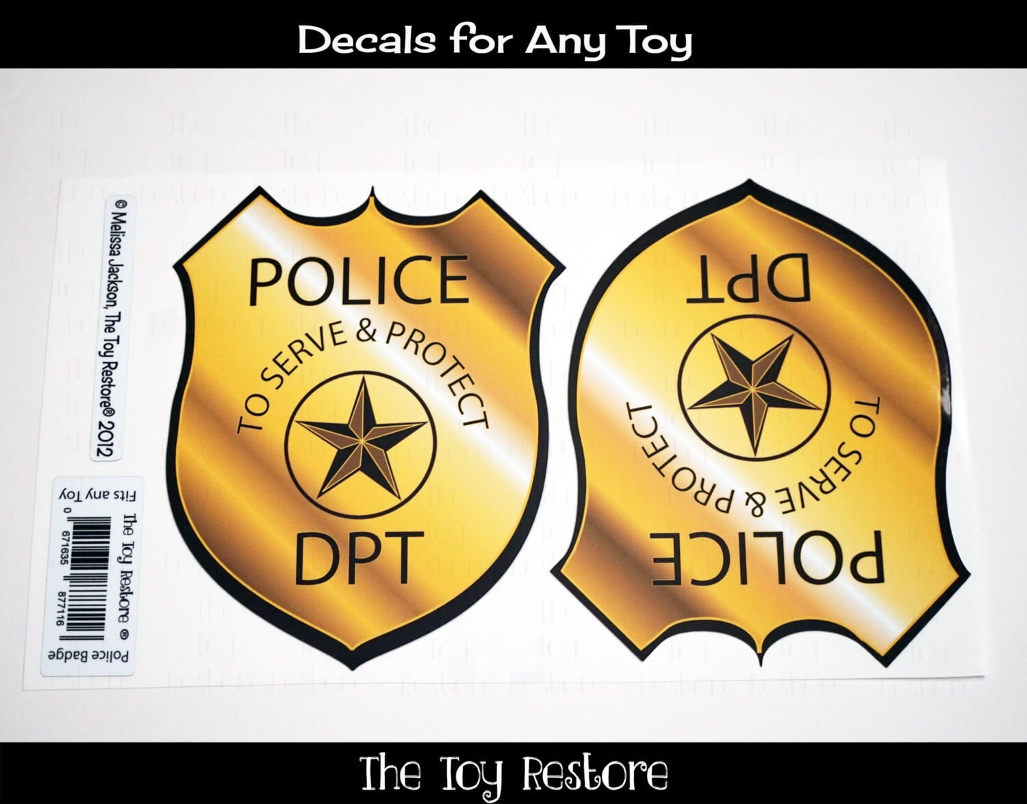 The Toy Restore Replacement Stickers Police Badge Decals fits DIY Step ...