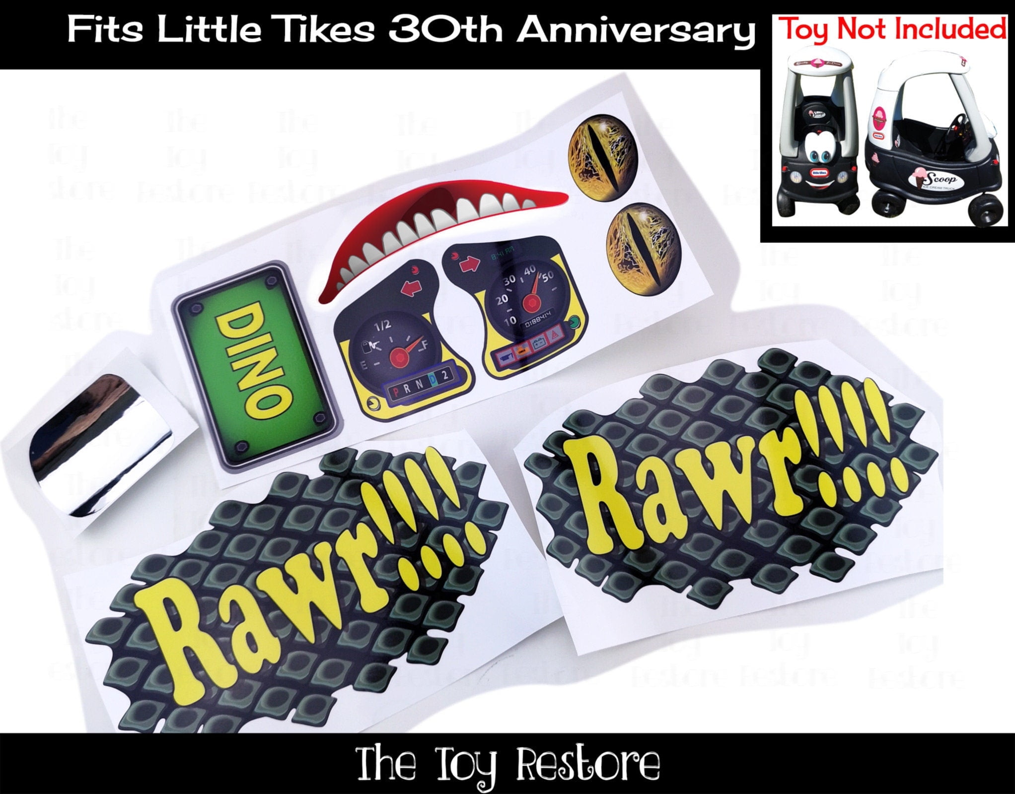 The Toy Restore Replacement Stickers fits 30th Little Tikes Dino Cozy ...