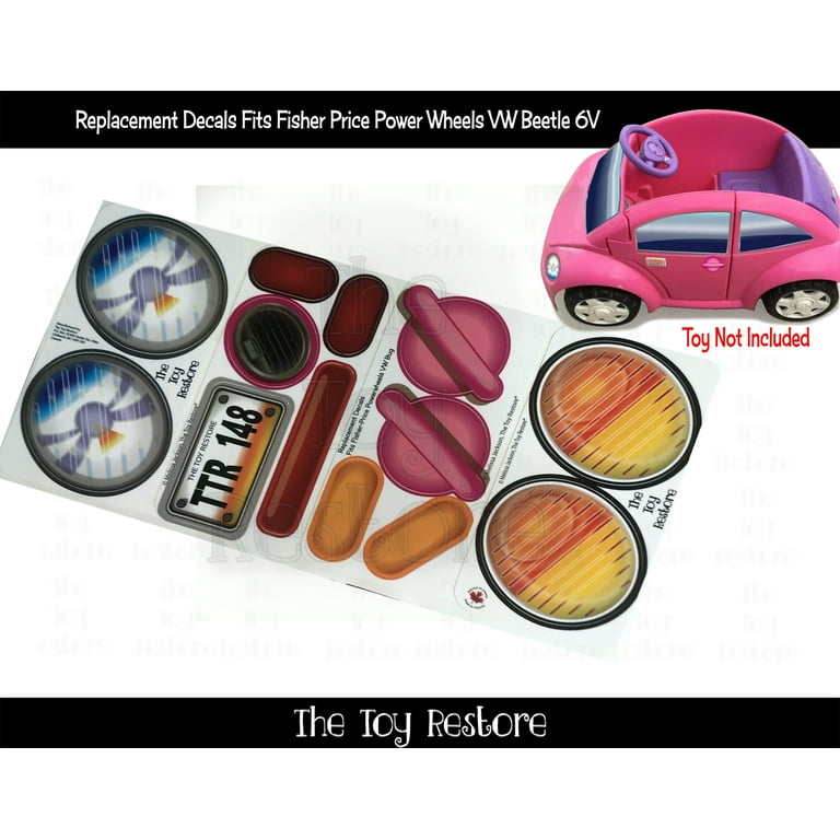 The Toy Restore Replacement Stickers fits Fisher Price Power Wheels VW Beetle 6V older model Smaller Set Walmart