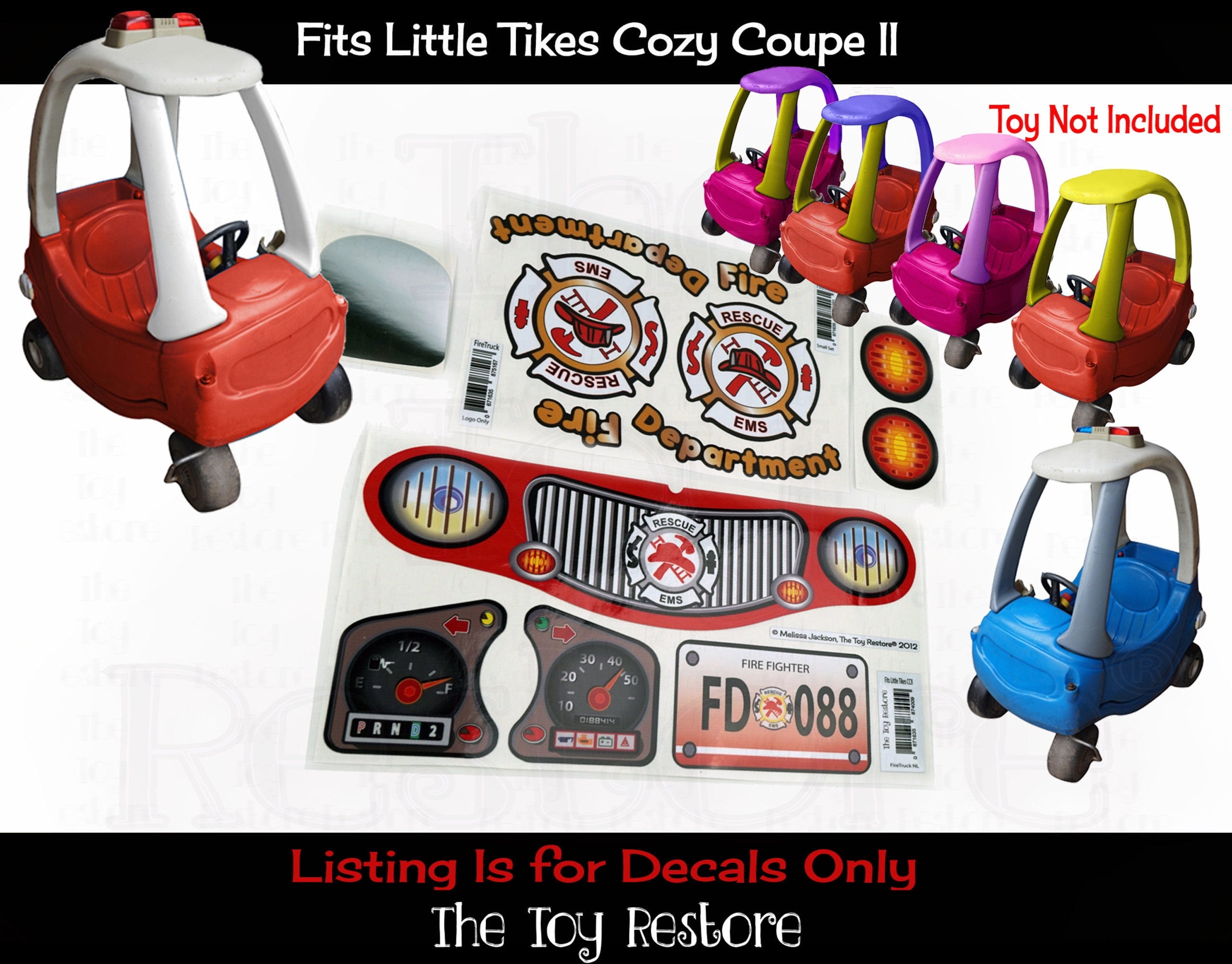 The Toy Restore Replacement Stickers fits Little Tikes Cozy Coupe II ...