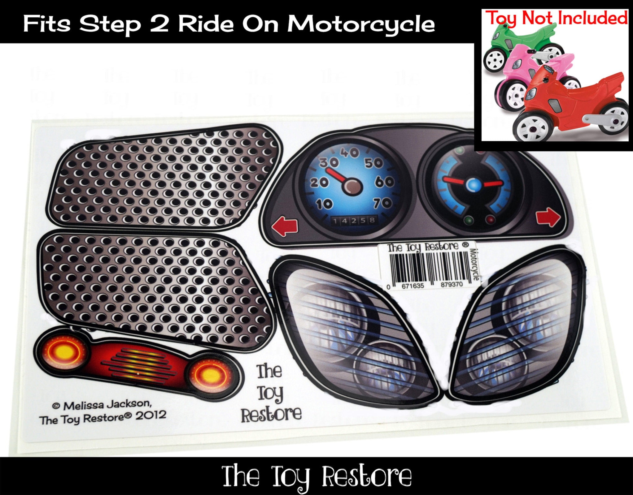 The Toy Restore Replacement Stickers fits Step2 Motorcycle Ride-on kids ...