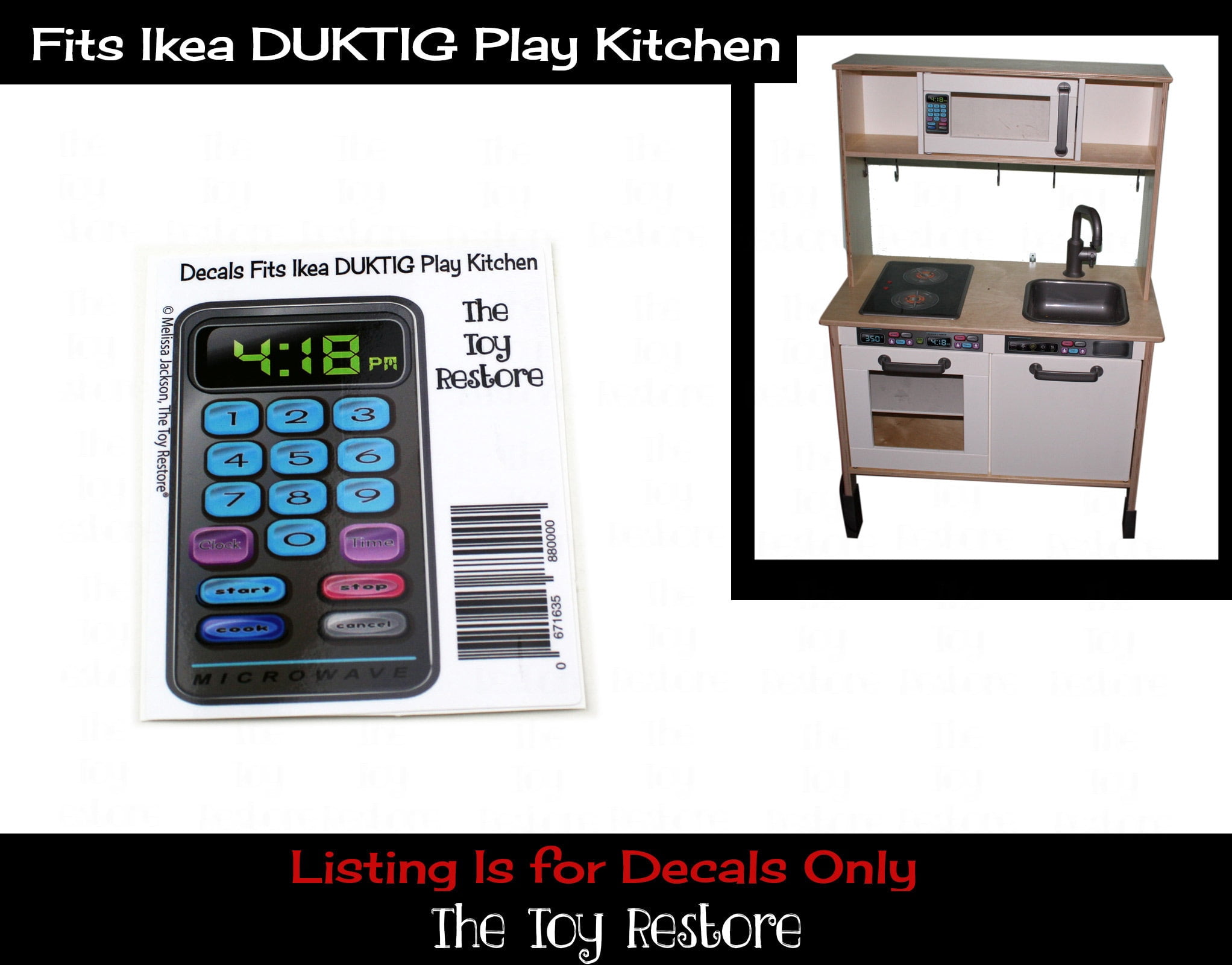 The Toy Restore Replacement Stickers for Ikea DUKTIG Play Kitchen ...