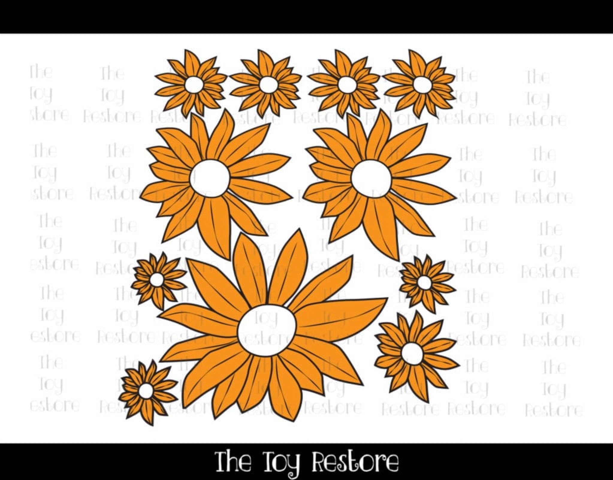 The Toy Restore Vintage Style 1970s Orange Daisy Decals Stickers For ...