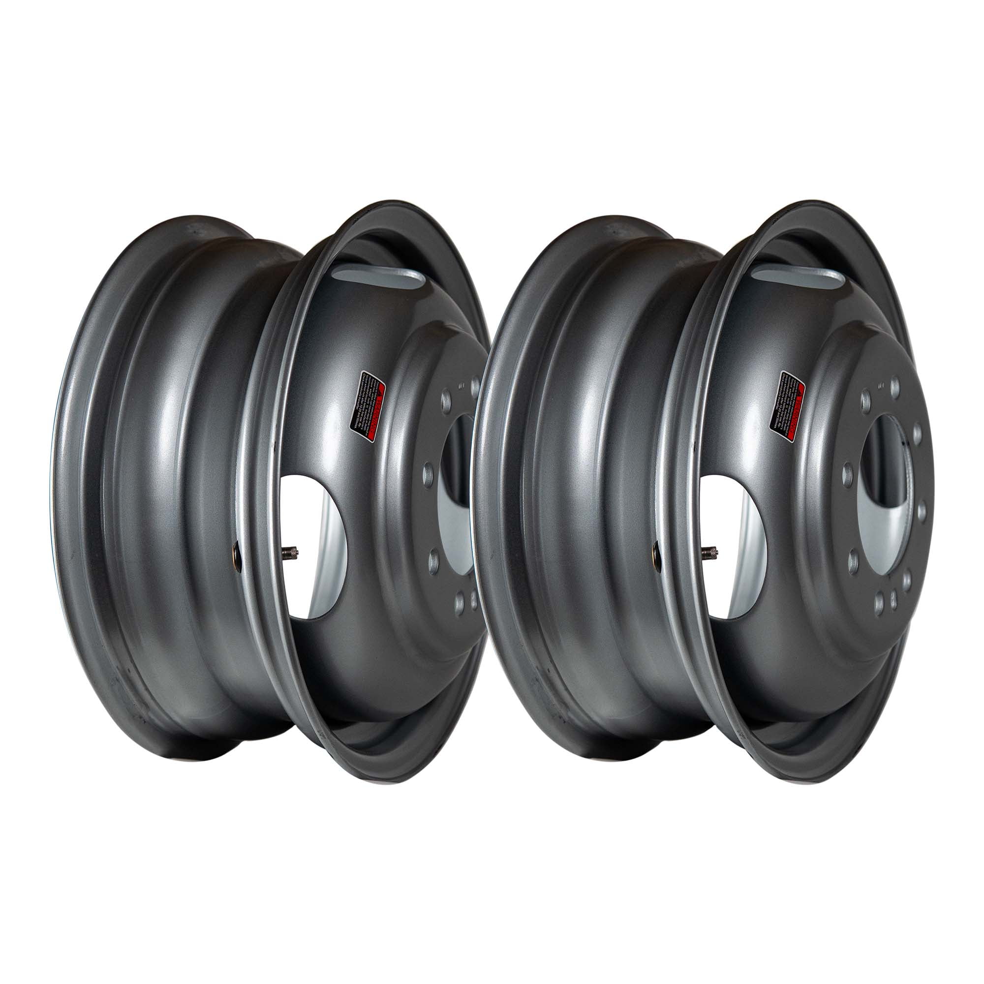 Pair of (2) 16" x 6" - 8 Lug Silver Mod Solid Steel Dually Trailer ...