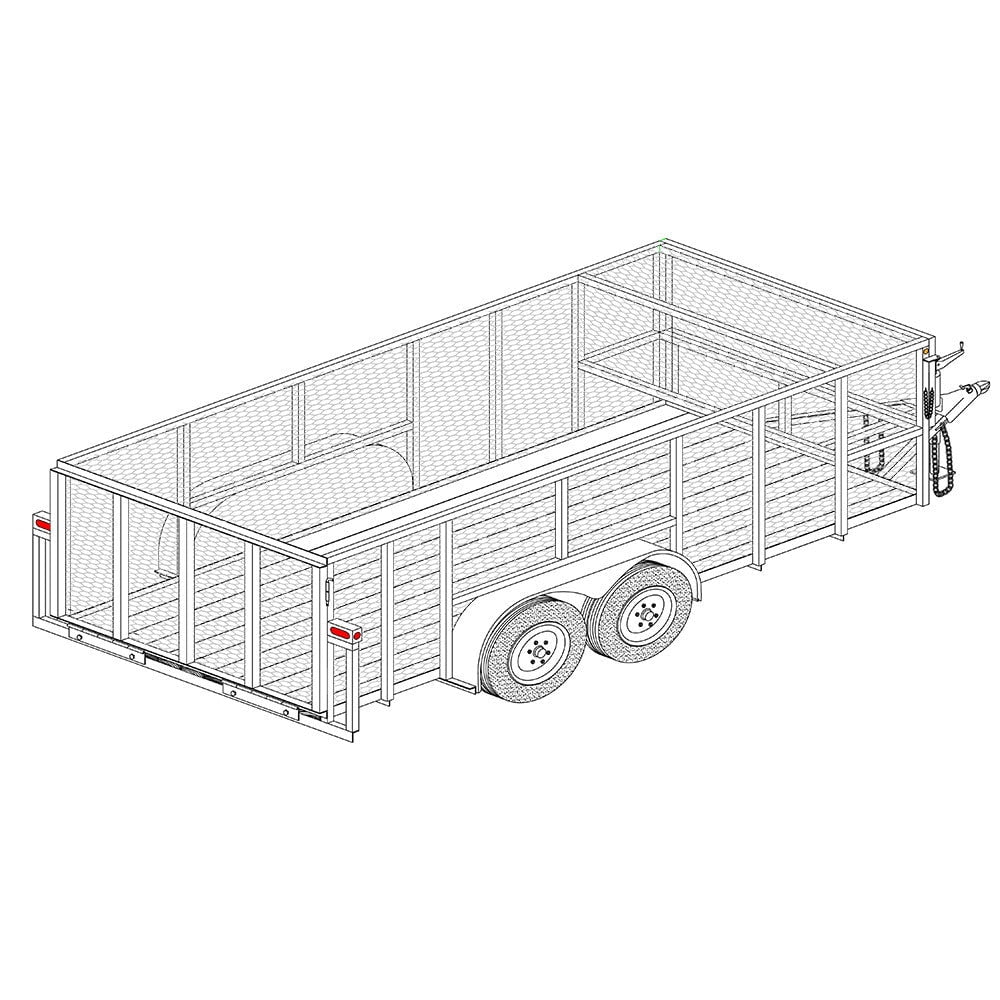 The Trailer Parts Outlet - 1682LS - 16' x 82" Tandem Axle 14K Landscape ...