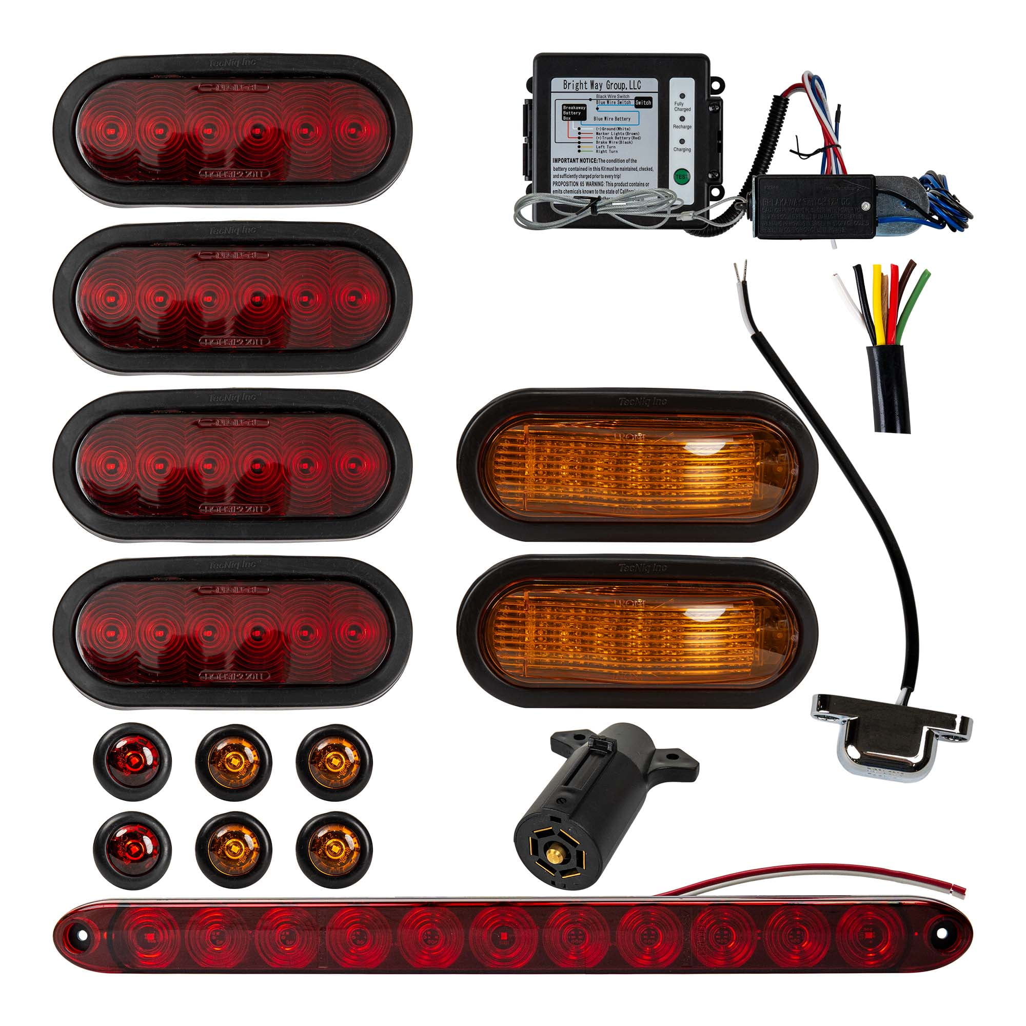 The Trailer Parts Outlet - Gooseneck Trailer Oval LED Light Kit with 3/ ...