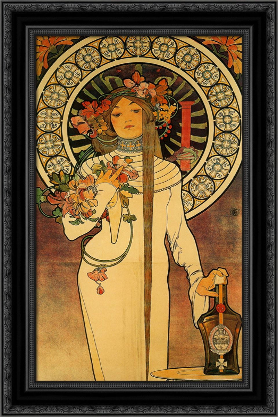 The Trappistine 14x24 Black Ornate Wood Framed Canvas Art by Mucha ...