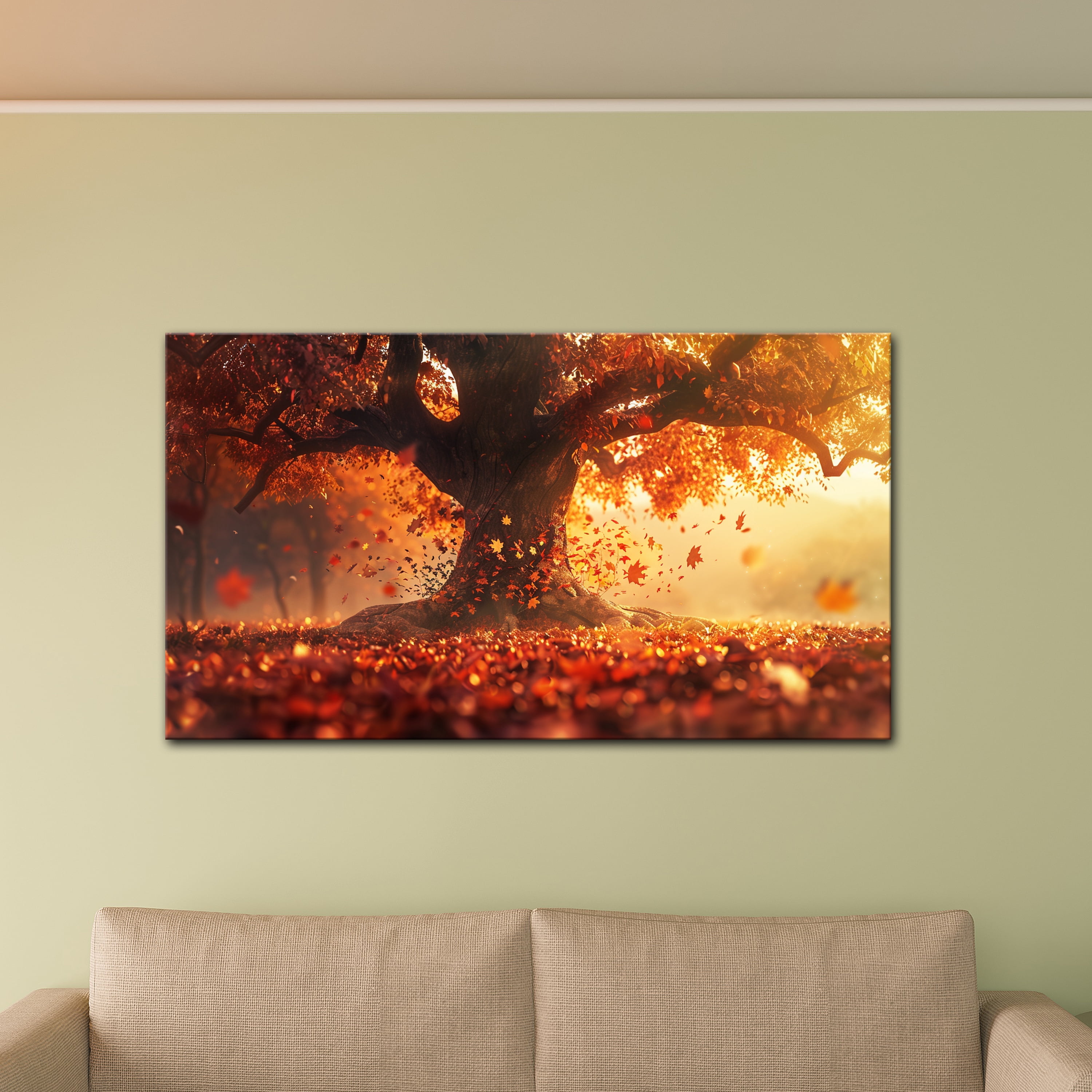 The Tree of Four Seasons - Golden Autumn Leaves Dancing Oak Forest (16 ...