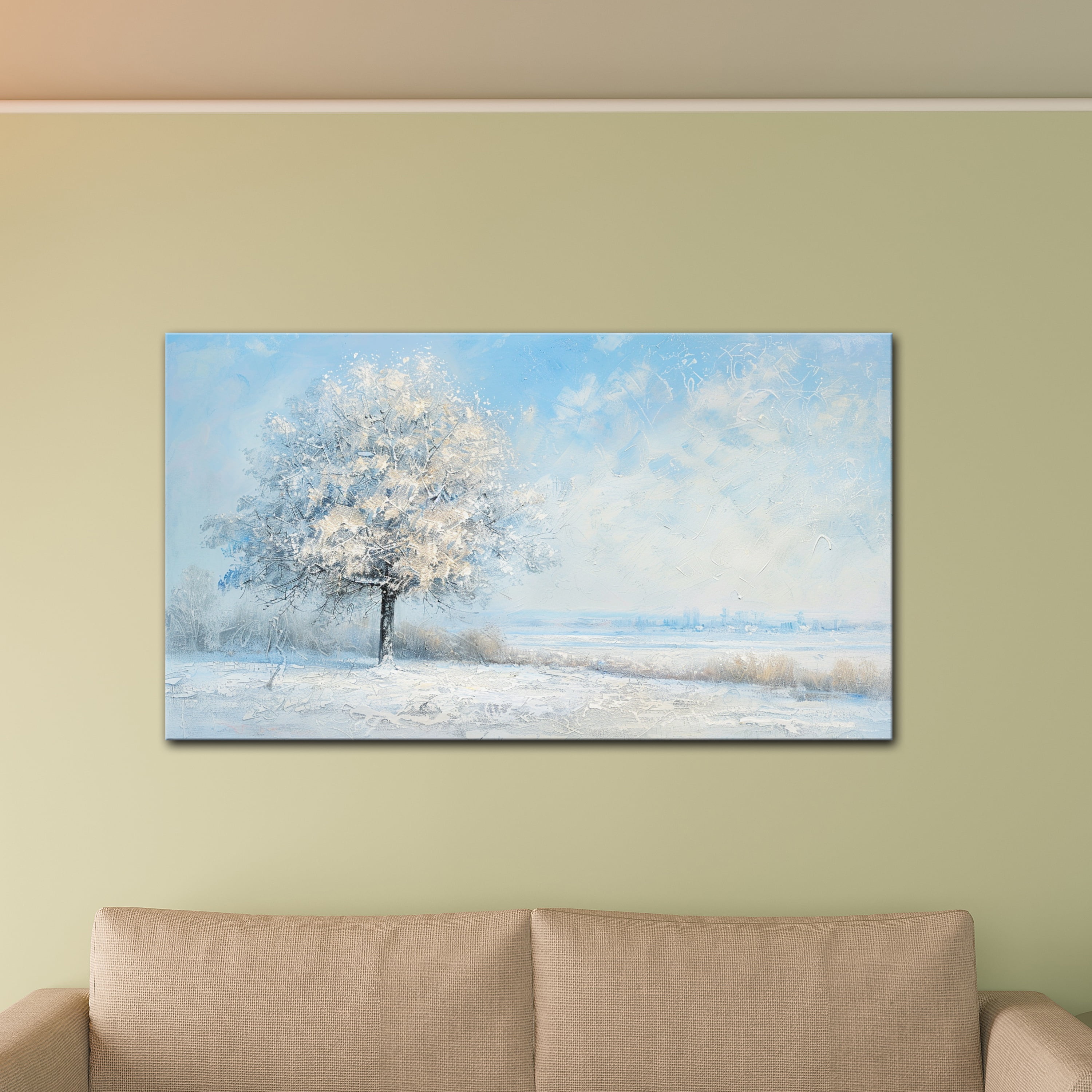 The Tree of Four Seasons- Snow-covered Lone Tree in a Quiet Winter ...