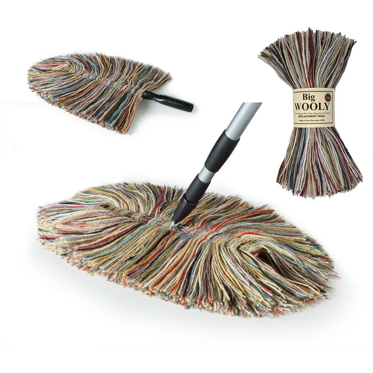 Old Timey Dust Mop Head BISON LIFE 36 In., Blue Microfiber Dust Mop,