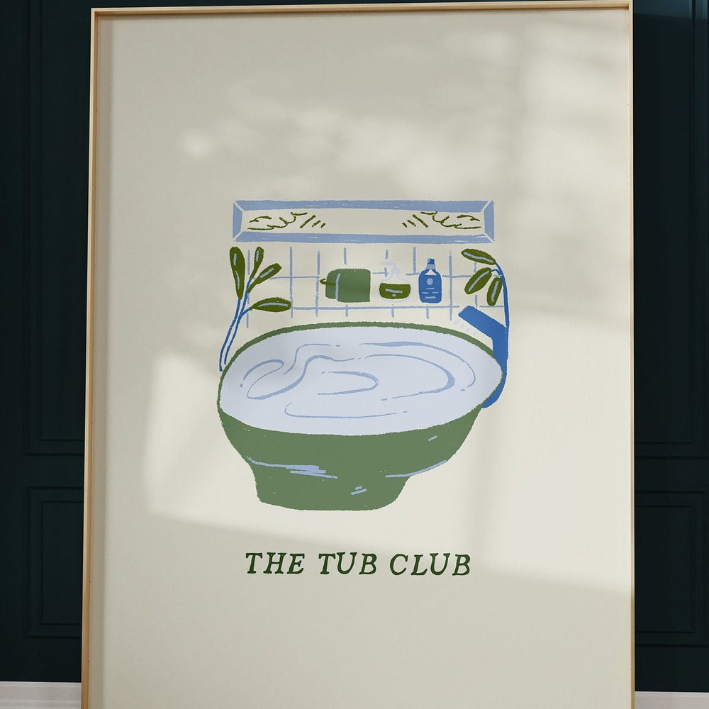 The Tub Club Print Cute Bathroom Decor Modern Bathtub Art Bath Print ...
