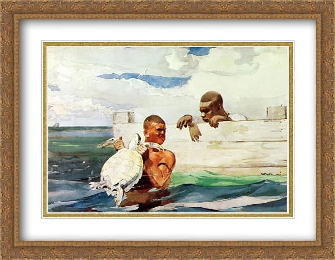 The Turtle Pond 2x Matted 36x28 Large Gold Ornate Framed Art Print by ...