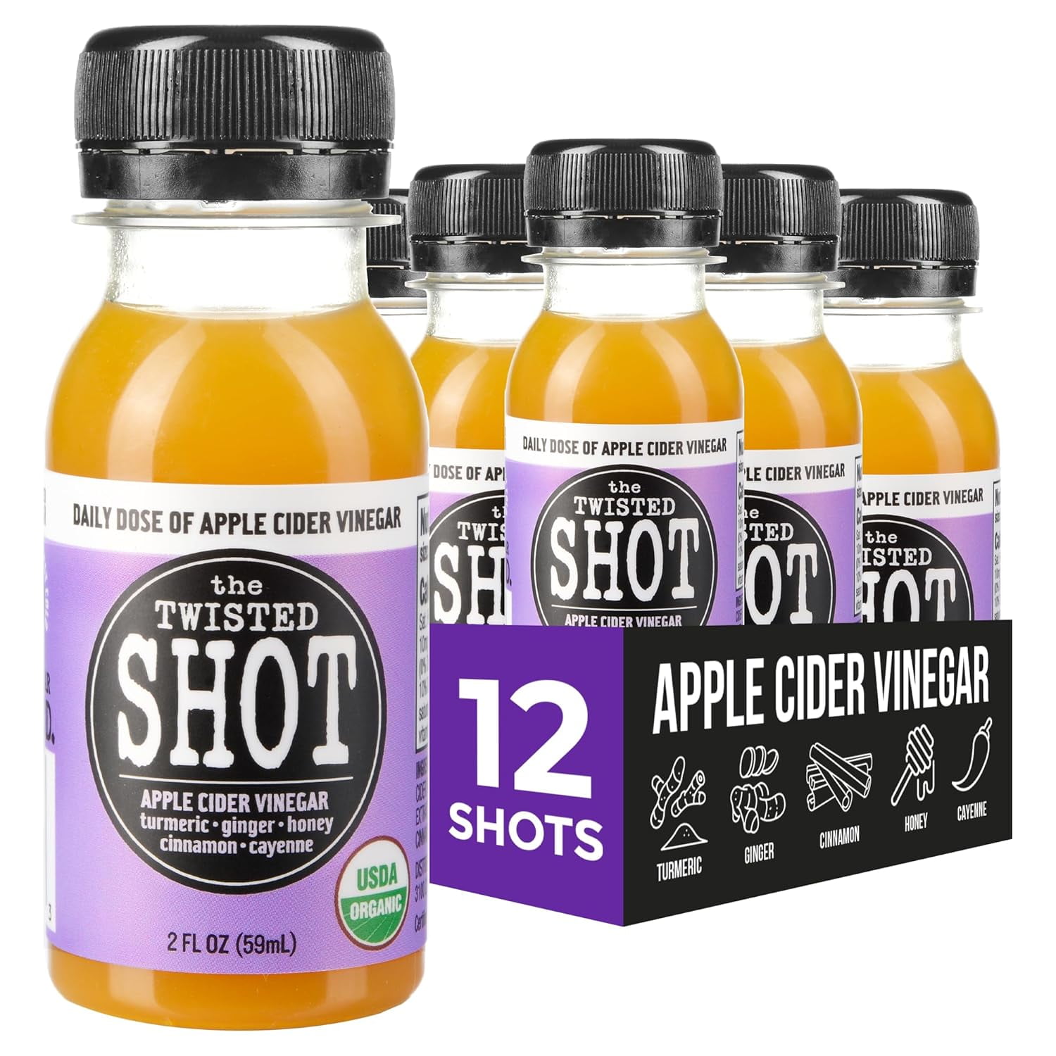 The Twisted Shot | Apple Cider Vinegar Wellness Shots with Honey, Cinnamon, Ginger and Turmeric ...
