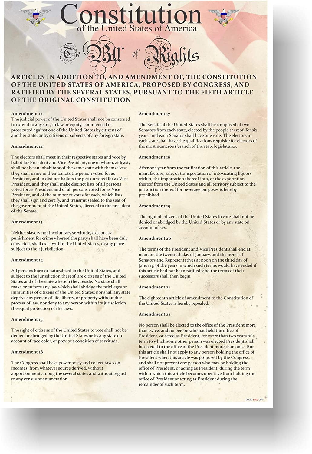 The U.S. Constitution - The Bill of Rights Amendments 11-22 - US ...