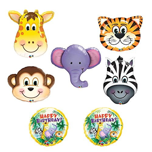 The ULTIMATE Safari Jungle Zoo Animals Jumbo Birthday Party Balloons ...