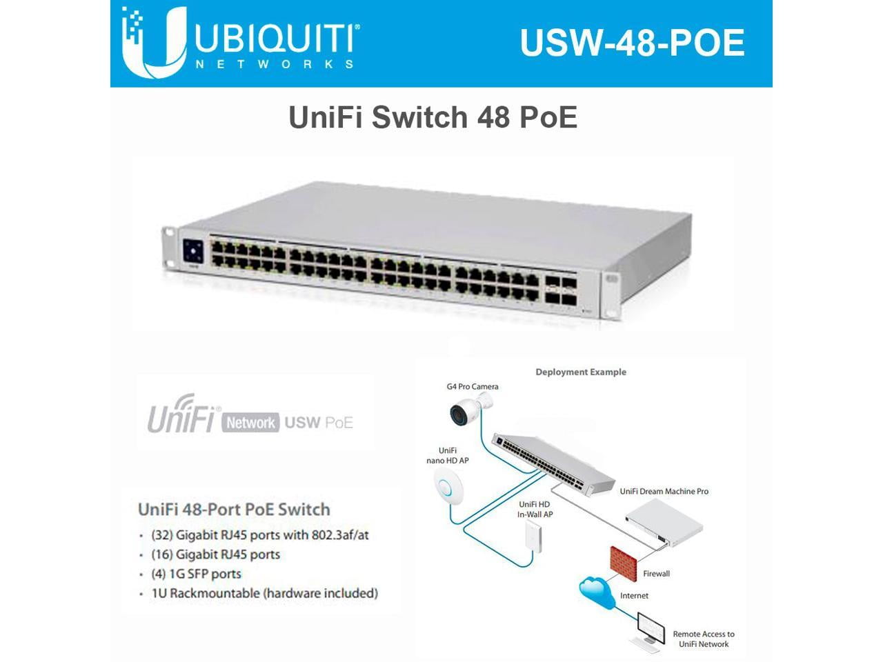 The USW-48-PoE is a configurable Gigabit Layer 2 switch with 48 Gigabit ...