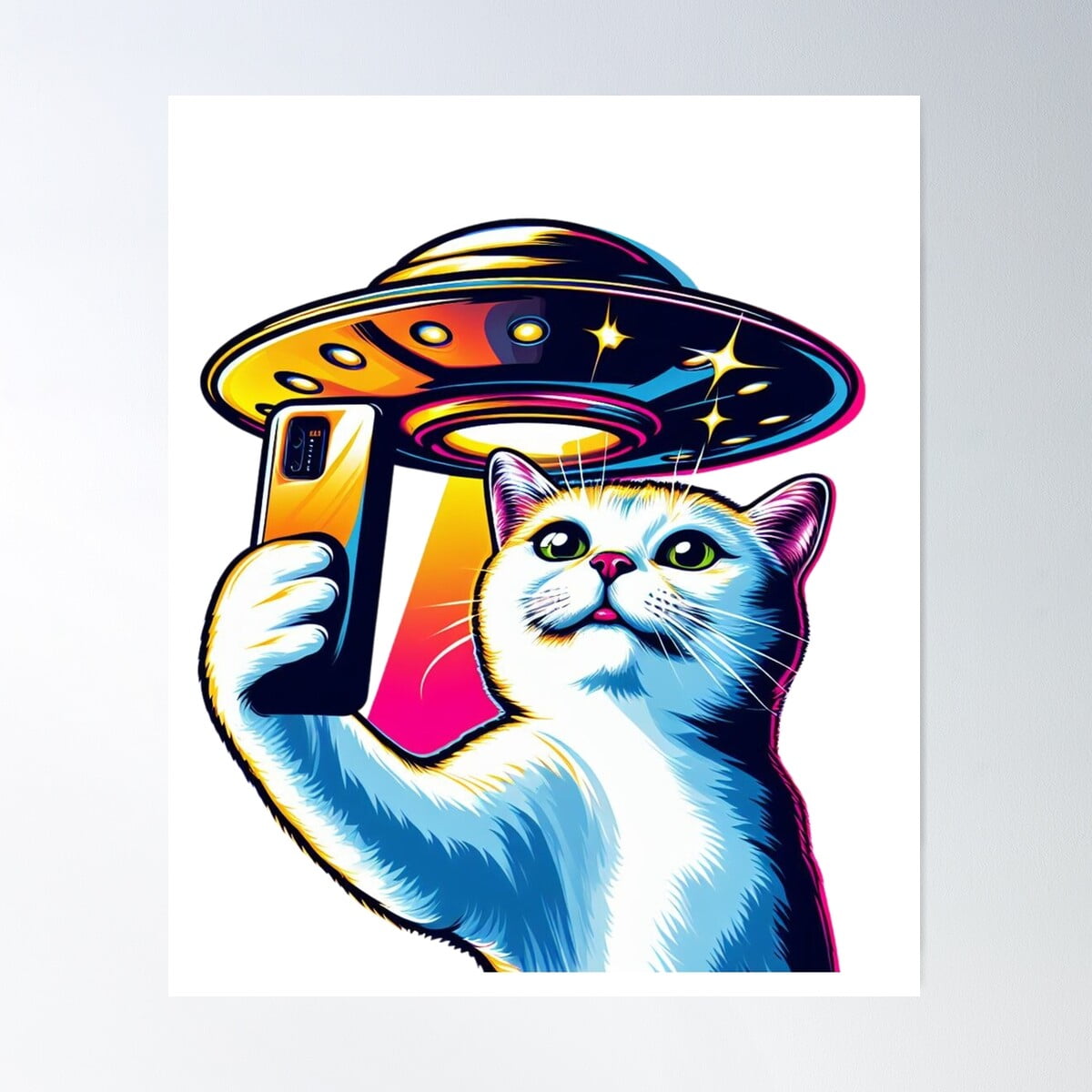 The Ultimate Cat Ufo Selfie Poster Wall Art, Modern Wall Decor For ...