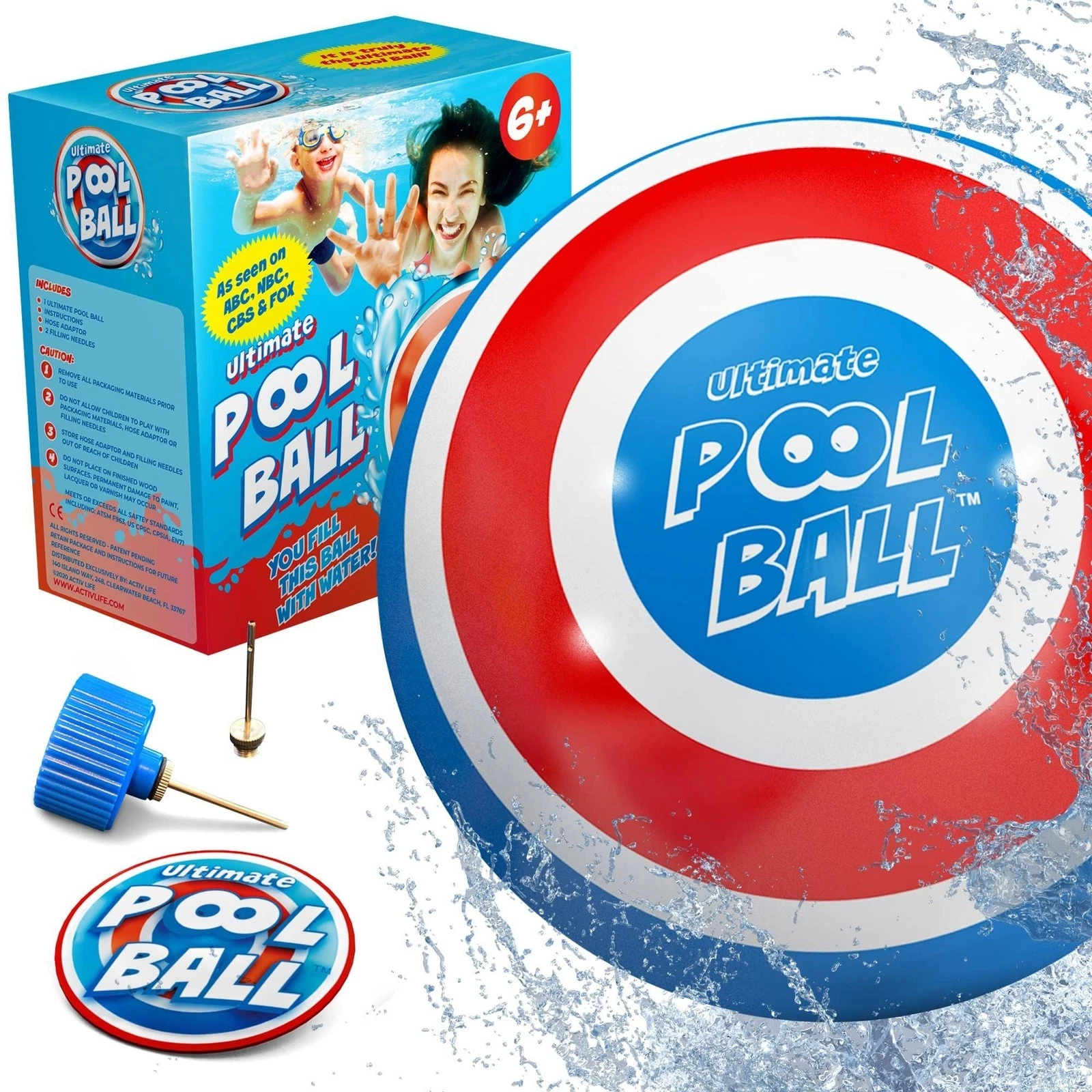 The Ultimate Pool Ball - Ultra-Durable & Bright, Red/Blue 6 inches ...