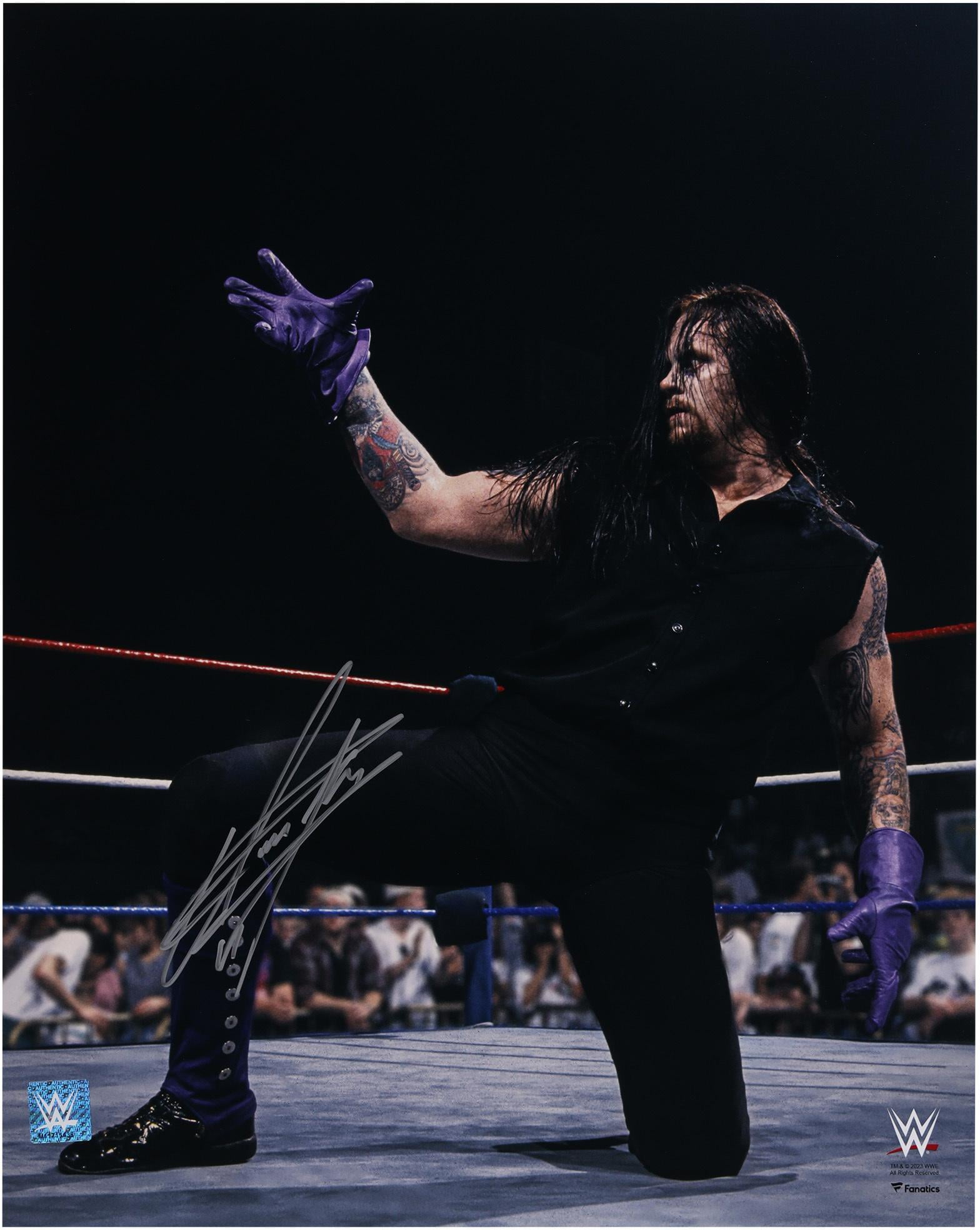 The Undertaker WWE Autographed 16" x 20" In Ring Kneeling Photograph ...