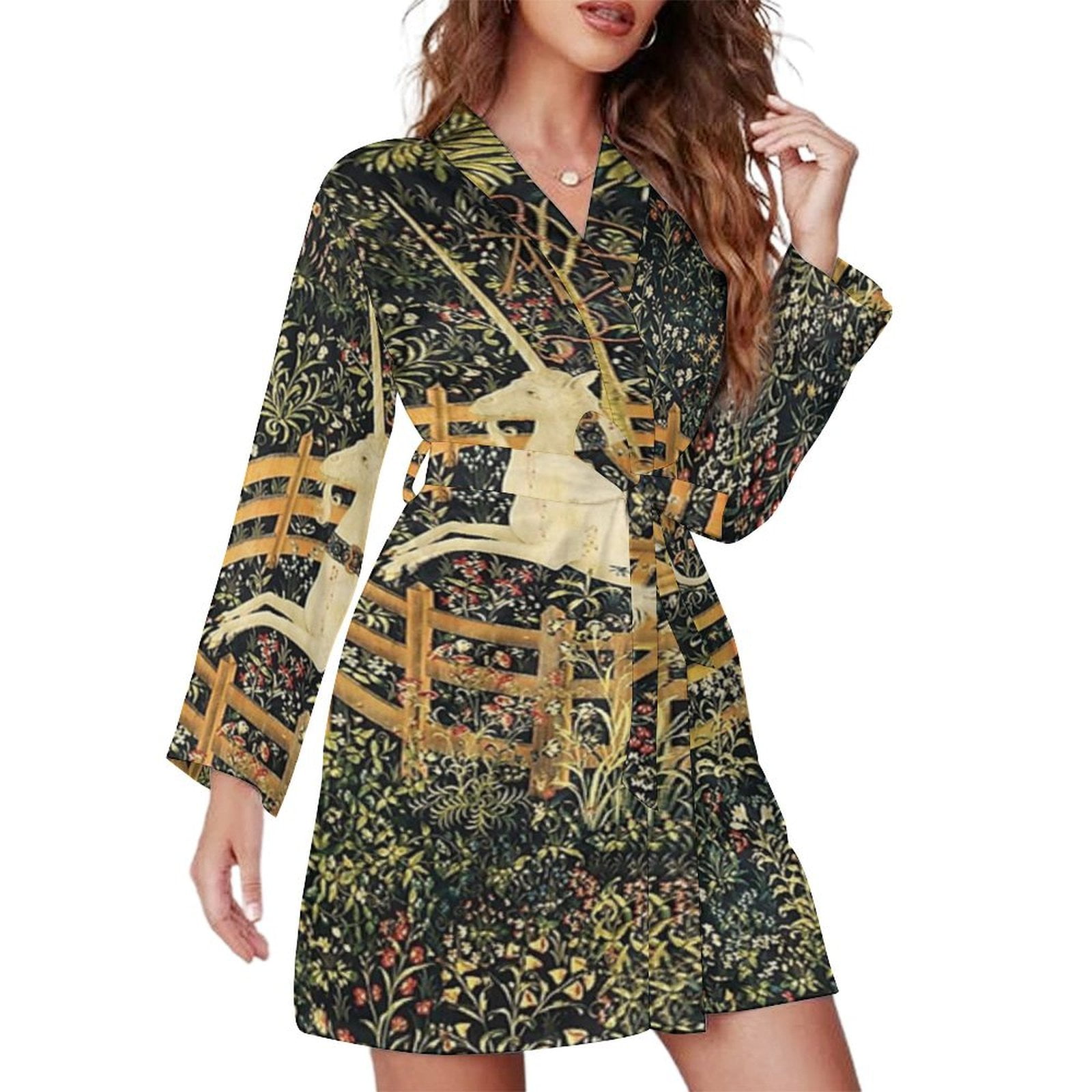 The Unicorn Is in Captivity And No Longer Dead Night Robe Long Sleeve V ...